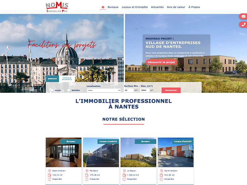 Élaboration site internet avec système API pour Nomis IP